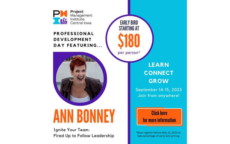 Professional Development Day Featuring Anne Bonney | PMI Central Iowa ...